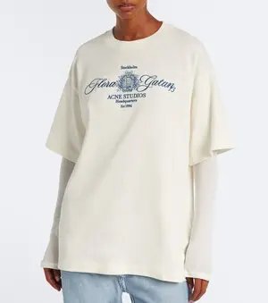 Acne Studios Layered Embroidered Cotton Jersey T-shirt - White