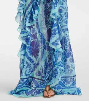 Etro Floral Ruffled Gown - Blue
