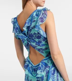 Etro Floral Ruffled Gown - Blue