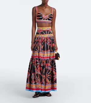 Dolce & Gabbana Carretto Cotton Maxi Skirt - Multicoloured