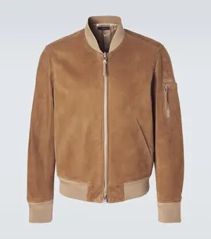 TOM FORD Suede Bomber Jacket - Brown