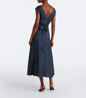 DÔEN Tahlia Polka Dot Silk-blend Midi Dress