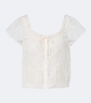 DÔEN Greta Embroidered Lace Cotton Top