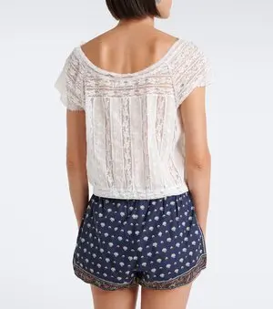 DÔEN Greta Embroidered Lace Cotton Top