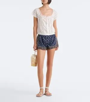 DÔEN Greta Embroidered Lace Cotton Top