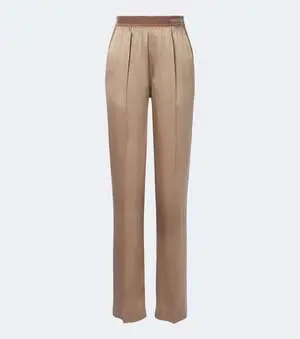 TOM FORD Tom Ford Silk Satin Straight Leg Pants Beige