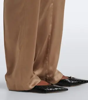TOM FORD Silk Satin Straight Leg Pants - Beige