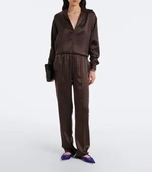 TOM FORD Silk Satin Straight Leg Pants