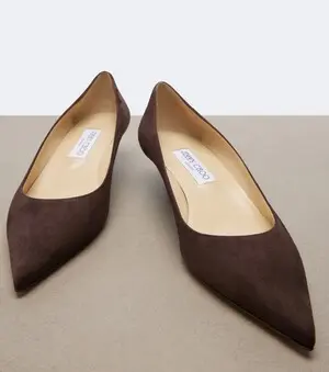 JIMMY CHOO Amelia Suede Pointed Toe Pumps - Brown