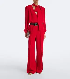 Valentino Garavani Cady Couture Wide-leg Silk Pants - Red