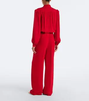 Valentino Garavani Cady Couture Wide-leg Silk Pants - Red