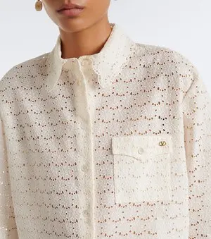 Valentino Garavani Vlogo Broderie Anglaise Cotton Shirt