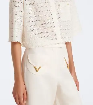 Valentino Garavani Vlogo Broderie Anglaise Cotton Shirt