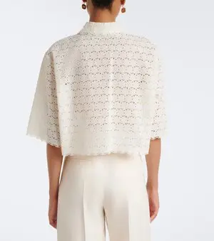 Valentino Garavani Vlogo Broderie Anglaise Cotton Shirt