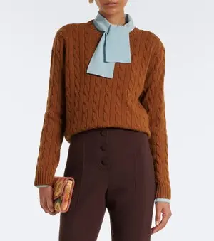 Valentino Garavani Vlogo Cable-knit Cashmere Sweater