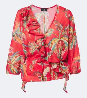 Etro Floral Cotton Wrap Top