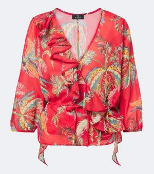 Etro Floral Cotton Wrap Top - Multicoloured