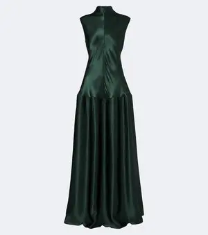 FFORME Satin Maxi Dress In Violet - Green