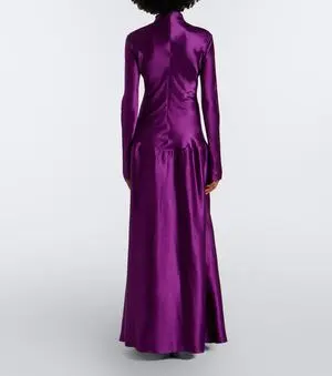 FFORME Satin Maxi Dress In Violet - Purple