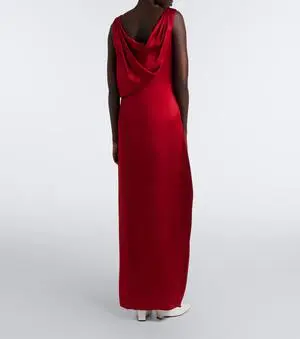 MAISON MARGIELA Draped Satin Maxi Dress - Red