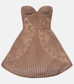 Magda Butrym Crochet Cotton Corset Dress - Brown