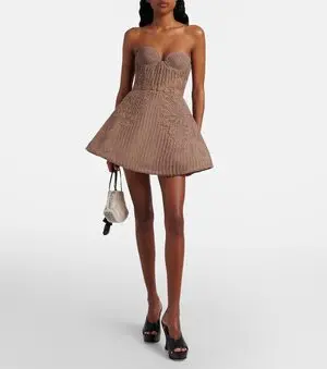 Magda Butrym Crochet Cotton Corset Dress - Brown