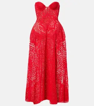 Magda Butrym Magda Butrym Crochet Cotton Corset Dress Red