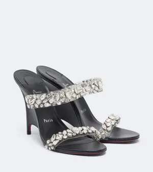 CHRISTIAN LOUBOUTIN Embellished Wedge Sandals - Transparent