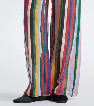 Staud Mateo Striped Cotton Wide-leg Pants