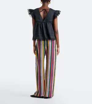 Staud Mateo Striped Cotton Wide-leg Pants