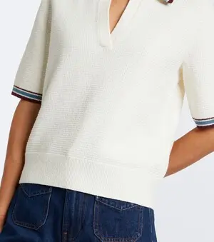 Veronica Beard Knitted Cotton-blend Polo Shirt - White