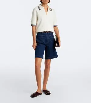 Veronica Beard Knitted Cotton-blend Polo Shirt - White