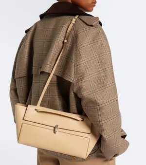 Savette Symmetry Trapeze Leather Shoulder Bag - Beige