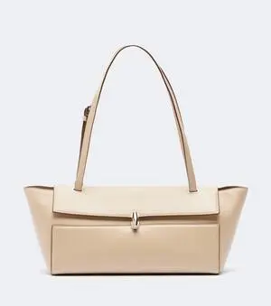 Savette Symmetry Trapeze Leather Shoulder Bag - Beige