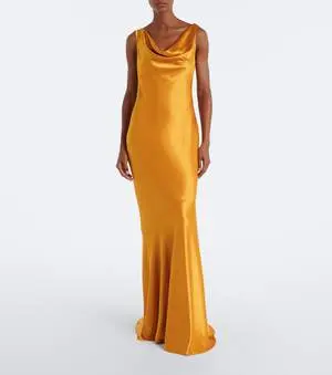 Retrofete Keryn Embellished Satin Gown - Gold