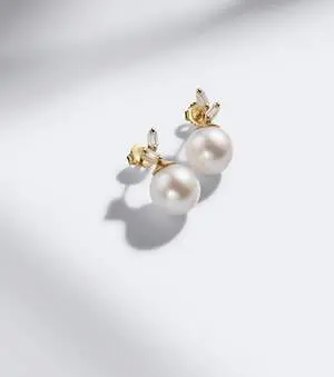 SUZANNE KALAN 18kt Earrings With Pearls And Diamonds