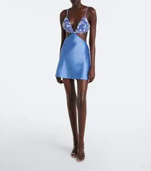 Retrofete Taliera Embellished Satin Cut-out Minidress