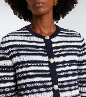 Veronica Beard Bellingham Striped Cotton Cardigan - Blue