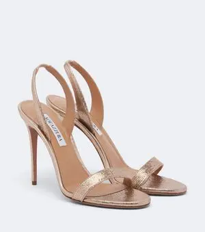AQUAZZURA Metallic Leather Slingback Sandals - Gold