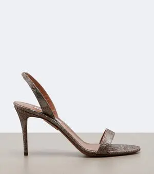 AQUAZZURA Metallic Leather Slingback Sandals