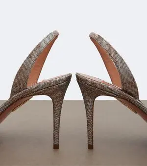 AQUAZZURA Metallic Leather Slingback Sandals