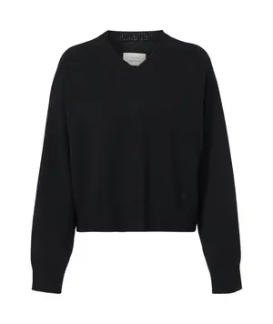 Loulou De Saison Cropped Cashmere V-neck Sweater - Black