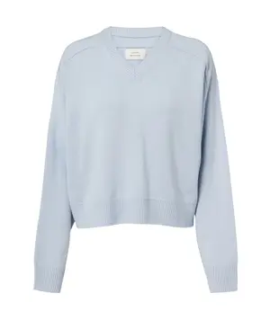 Loulou De Saison Cropped Cashmere V-neck Sweater - Blue