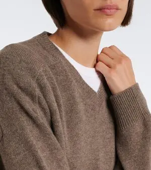 Loulou De Saison Cropped Cashmere V-neck Sweater - Brown