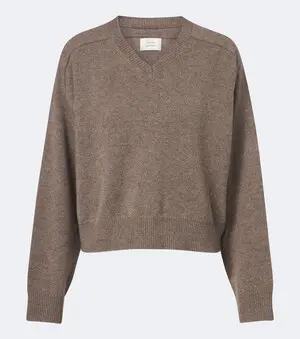 Loulou De Saison Cropped Cashmere V-neck Sweater - Brown