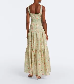 Agua Bendita Abeja Printed Tiered Linen Maxi Dress