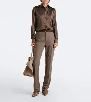 Ralph Lauren Wool, Silk And Cashmere Straight Pants