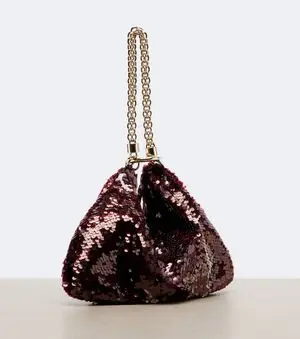 JIMMY CHOO Callie Medium Sequin Clutch - Burgundy