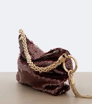 JIMMY CHOO Callie Medium Sequin Clutch - Burgundy
