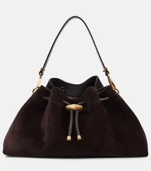 JIMMY CHOO Cinch Suede Bucket Bag - Brown